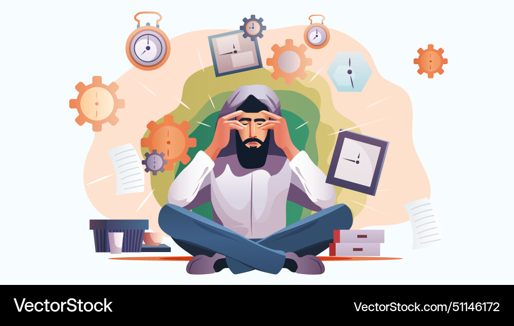 Depressed businessman overworked guy suffering Vector Image