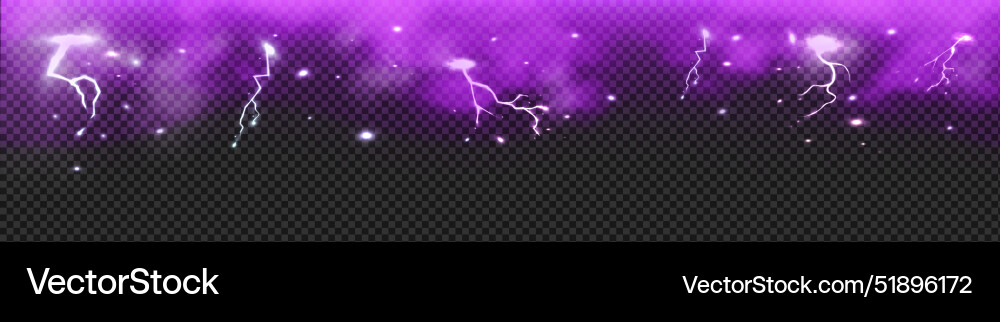 Purple thunder storm effect with lightnings Vector Image