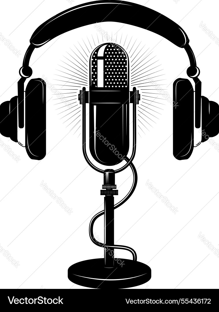 Record studio label template microphone Royalty Free Vector