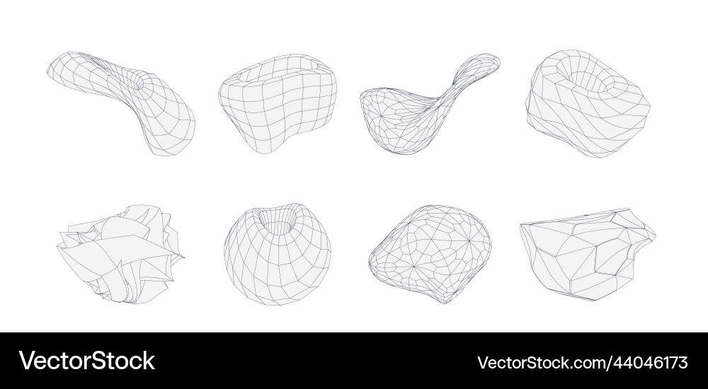 3d geometric shapes set wireframe figures Vector Image