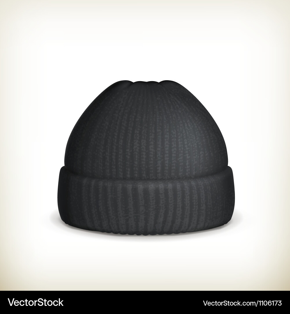 Black Knit Beanie Cap Royalty Free Vector Image