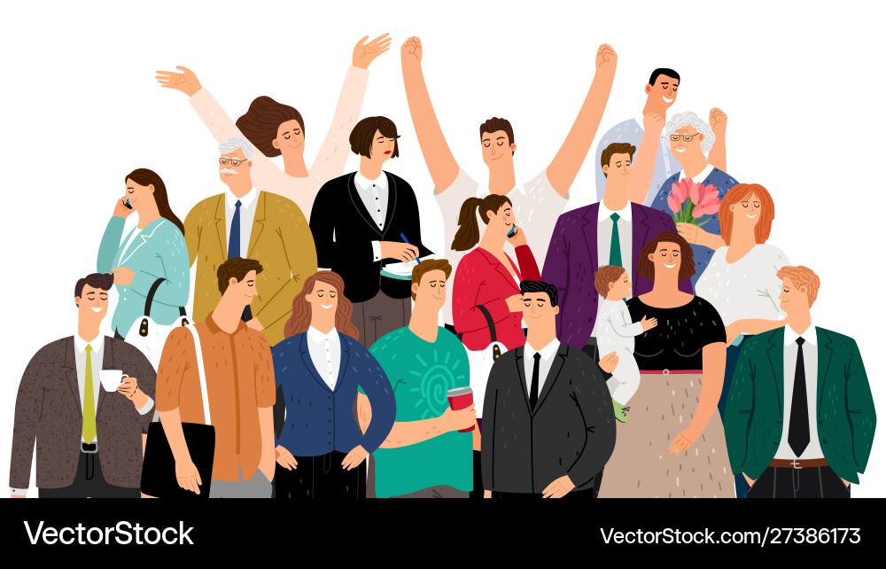Crowd happy people Royalty Free Vector Image - VectorStock