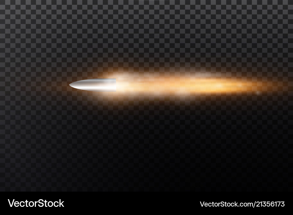 Flying bullet with dust trail isolated on black Vector Image