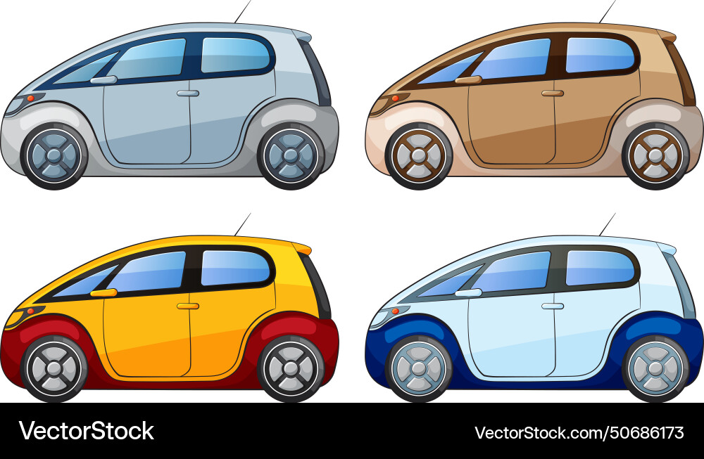 Four stylized of compact cars Royalty Free Vector Image
