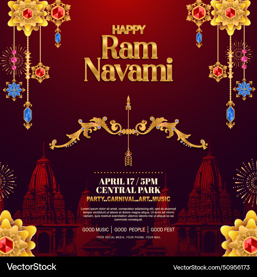 Happy ram navami poster with gradient color Vector Image