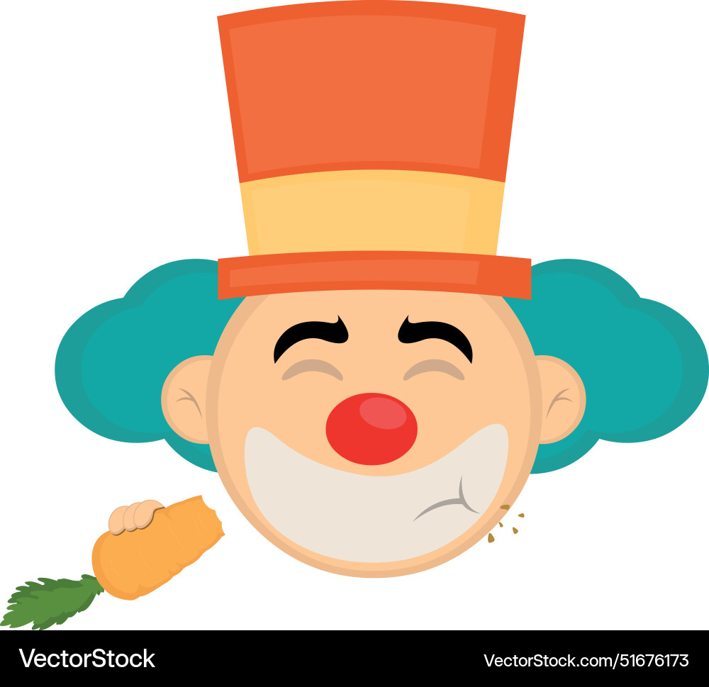 Head clown eating carrot Royalty Free Vector Image