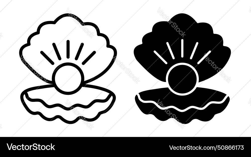 Pearl in the open shell icon set open seashell Vector Image