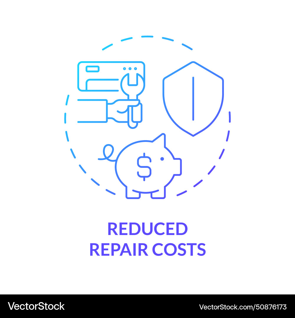 Reduced repair costs blue gradient concept icon Vector Image