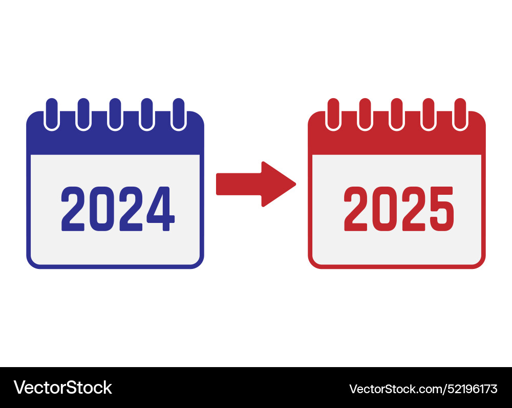 Transition from 2024 to 2025 for websites Vector Image