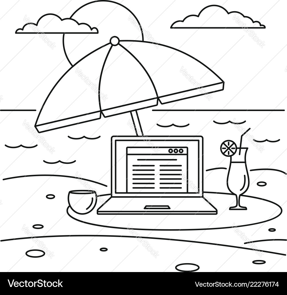 Beach Freelancer Concept Royalty Free Vector Image