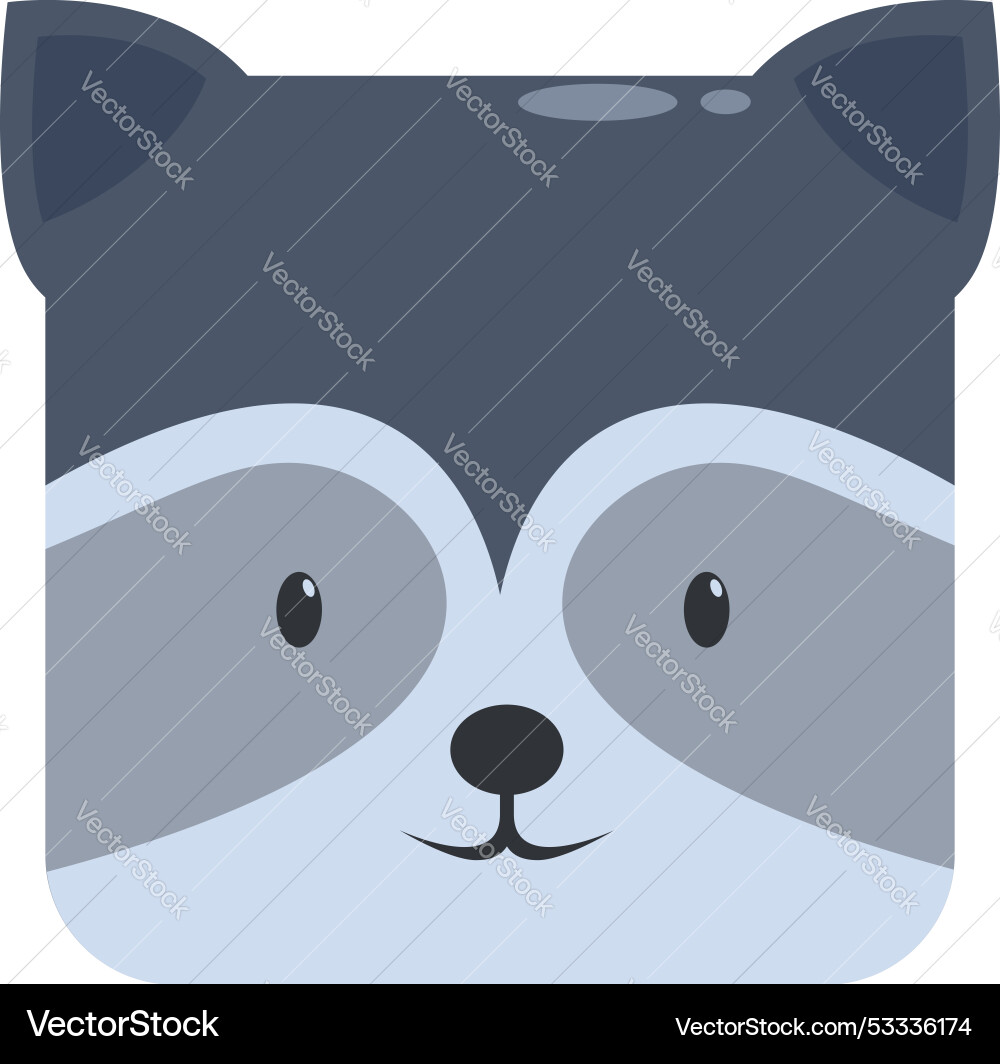 Cute raccoon face with square shape smiling Vector Image