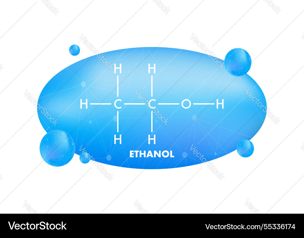 Ethanol molecule structure with blue spherical Vector Image
