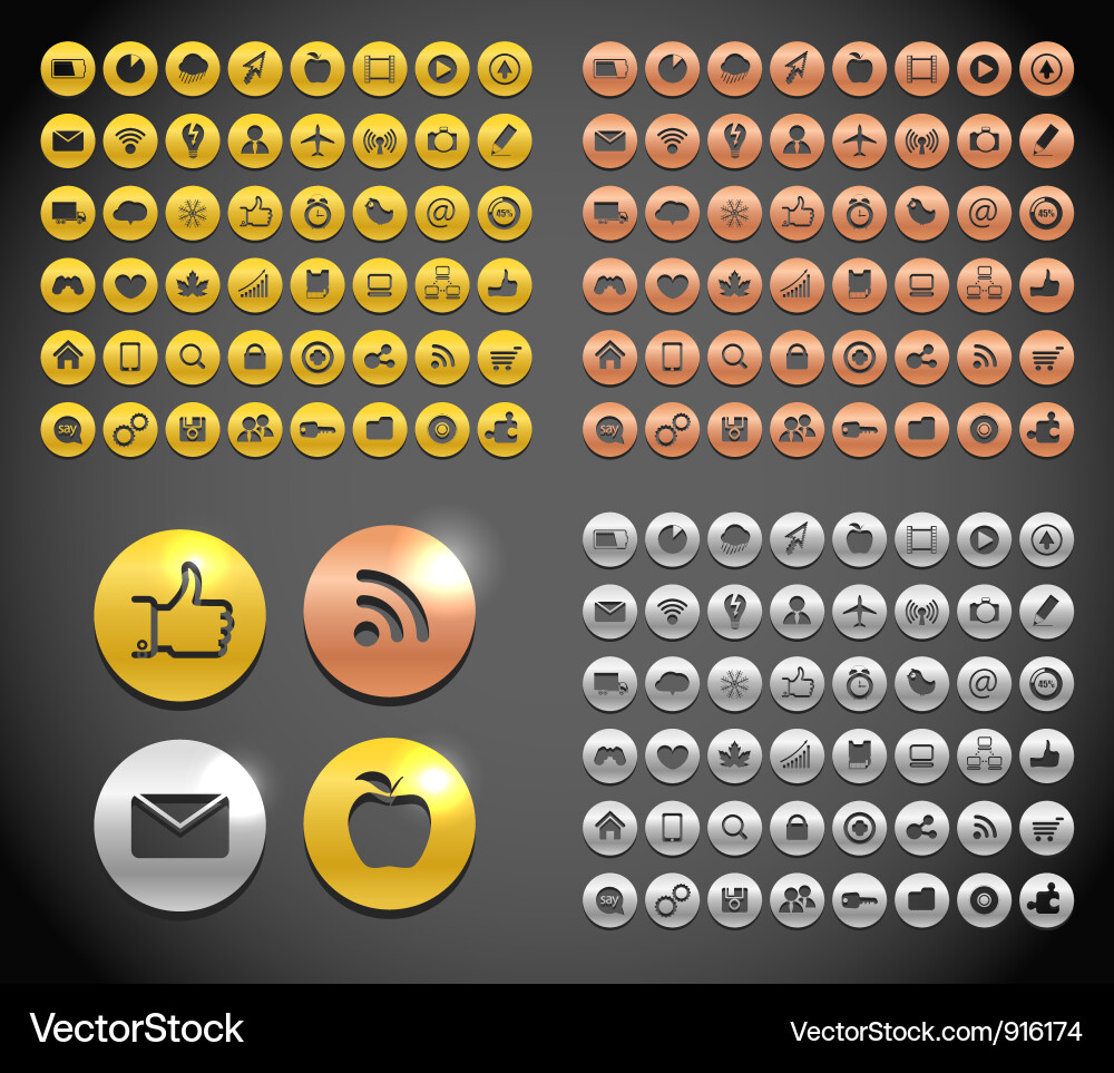 Metal icons Royalty Free Vector Image - VectorStock