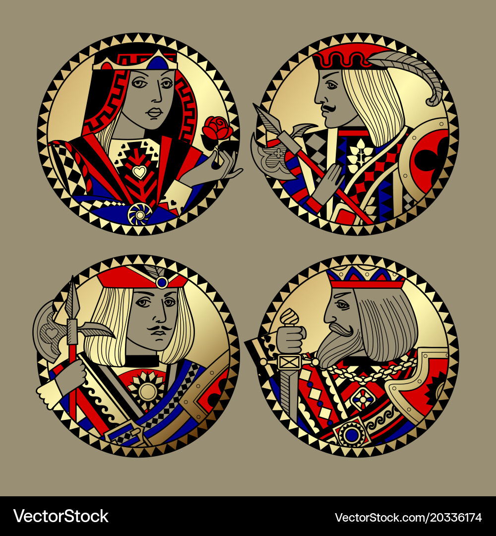 Playing Card Faces - Round Medallions Royalty Free Vector
