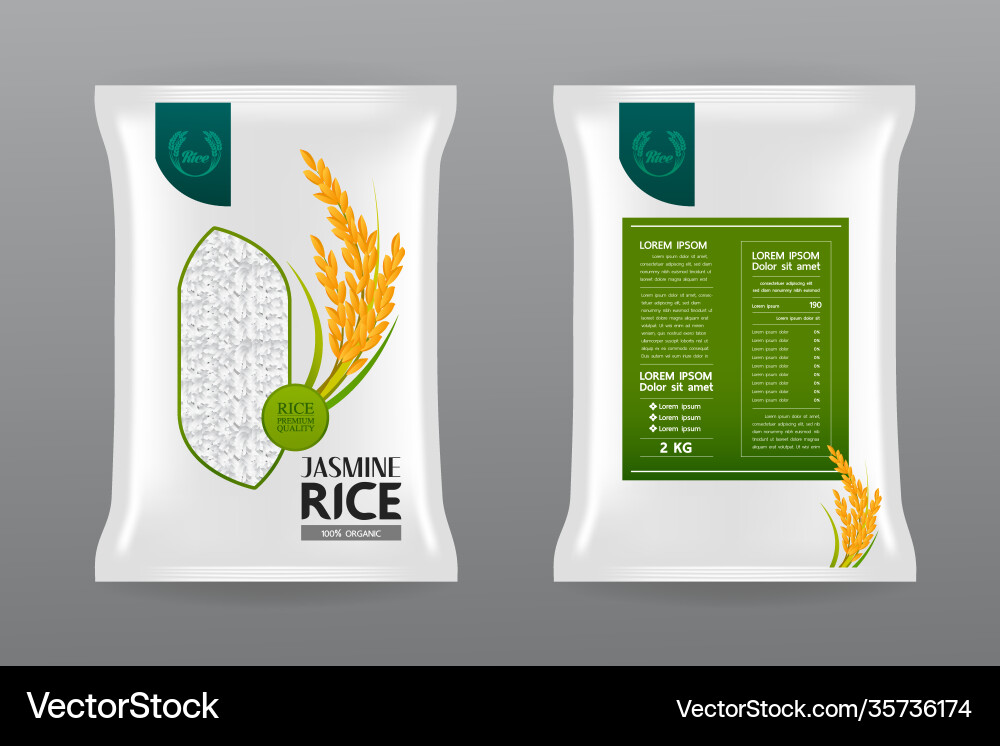 Premium rice product package mockup Royalty Free Vector
