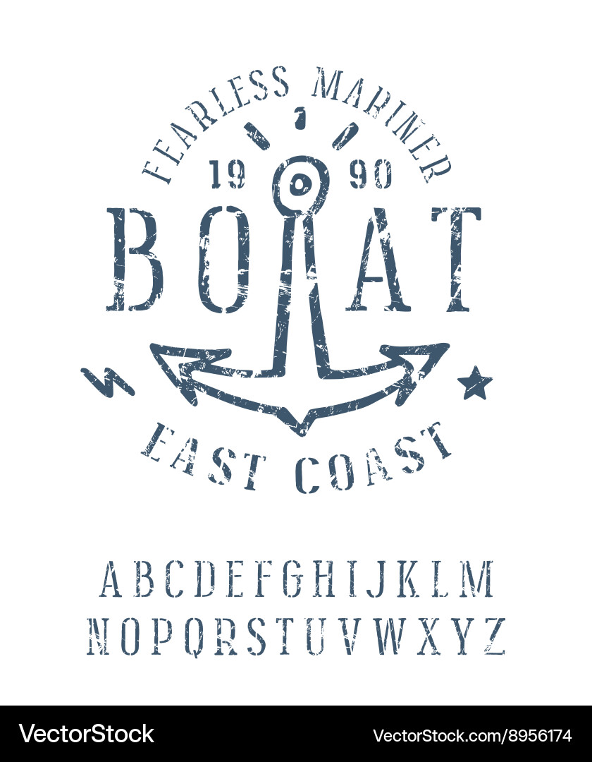 Stencil plate serif font with rough edges Vector Image