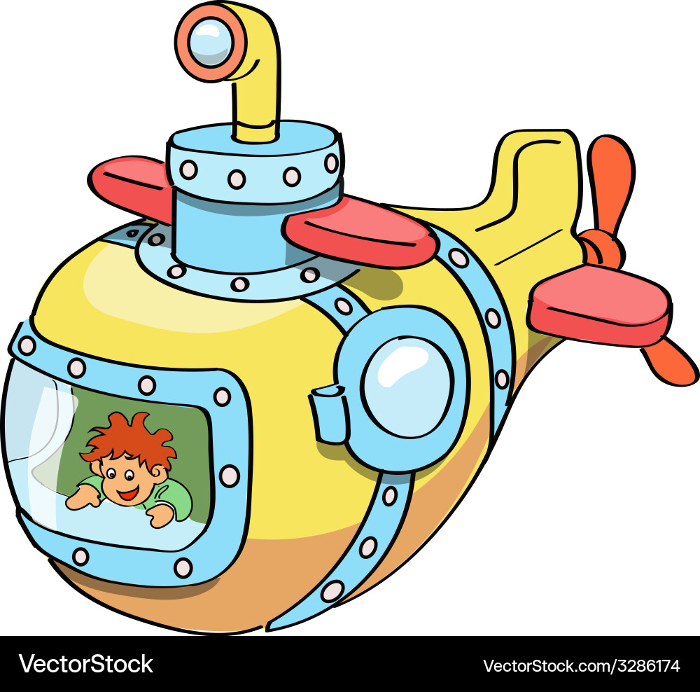 Submarine cartoon colored Royalty Free Vector Image