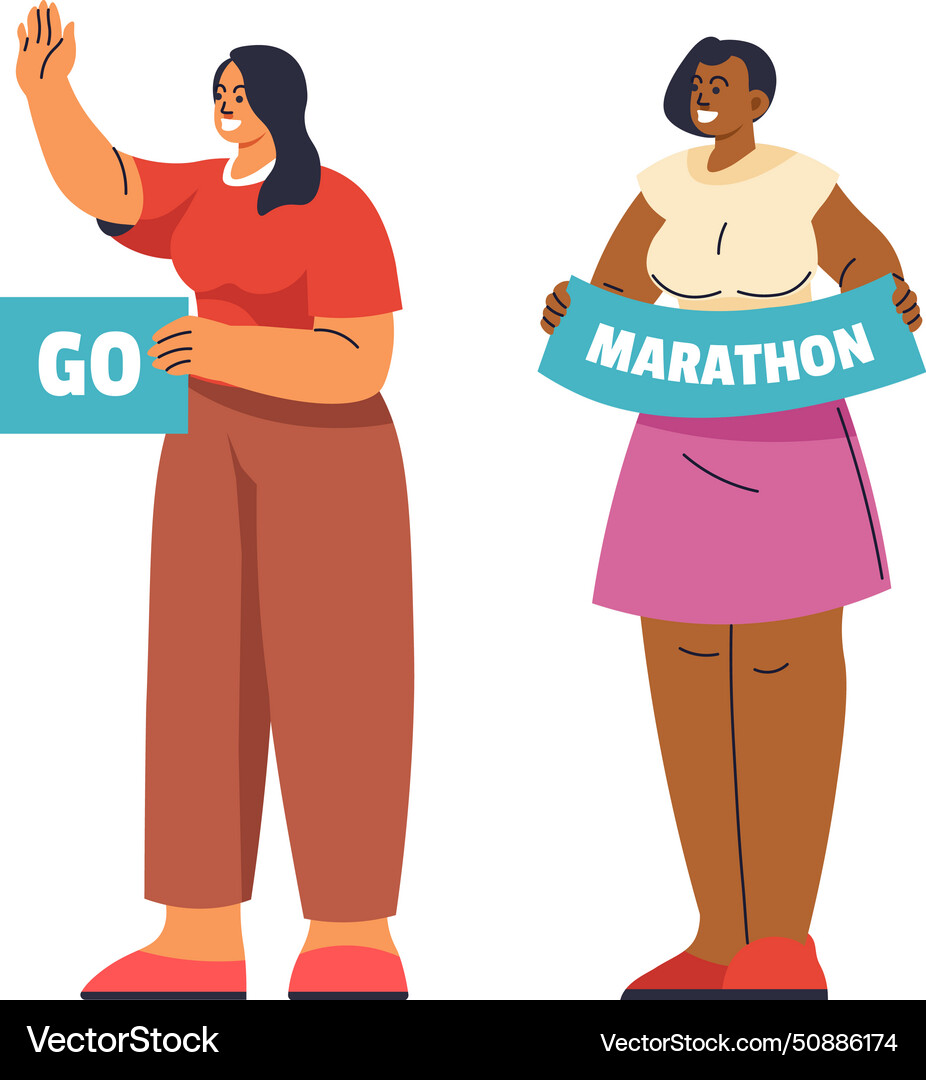 Supportive crowd marathon sign Royalty Free Vector Image