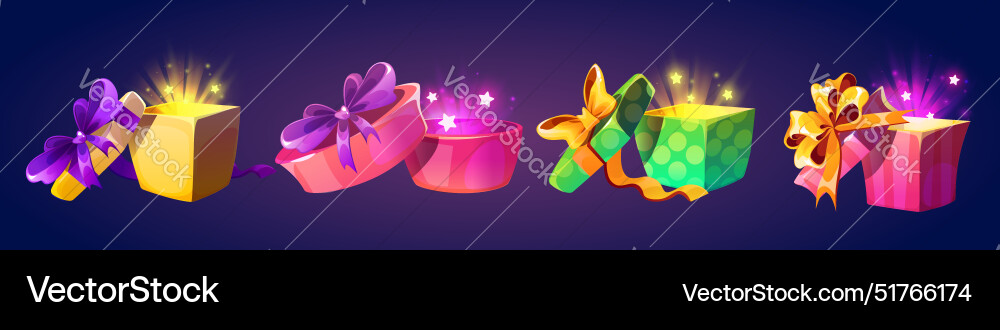 Surprise gift boxes set isolated on background Vector Image