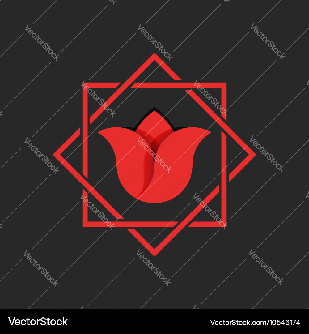 Tulip logo flower red monogram hipster frame Vector Image