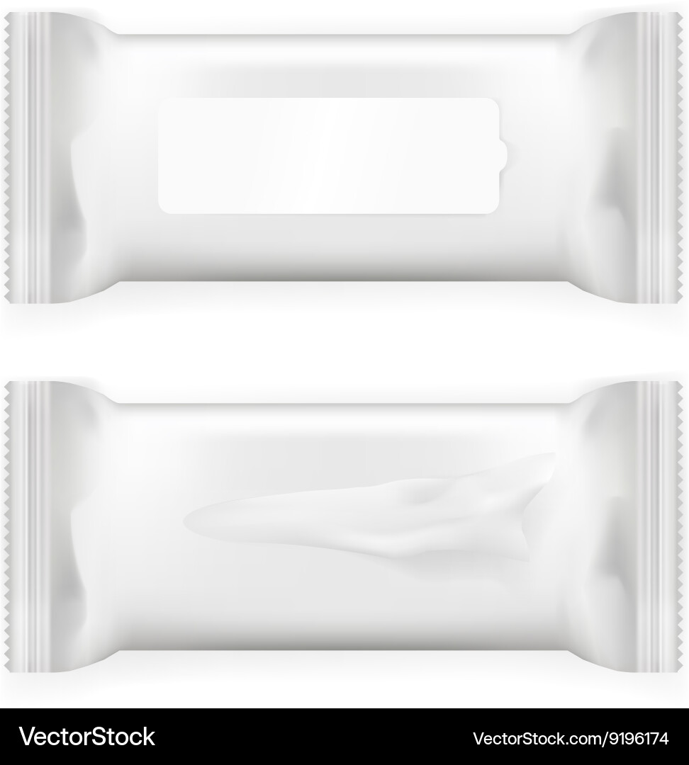 White wet wipes package with flap isolated Vector Image