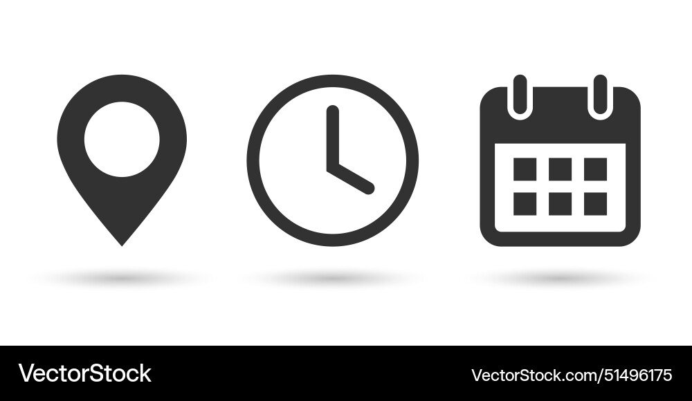 Address time and date icon set Royalty Free Vector Image