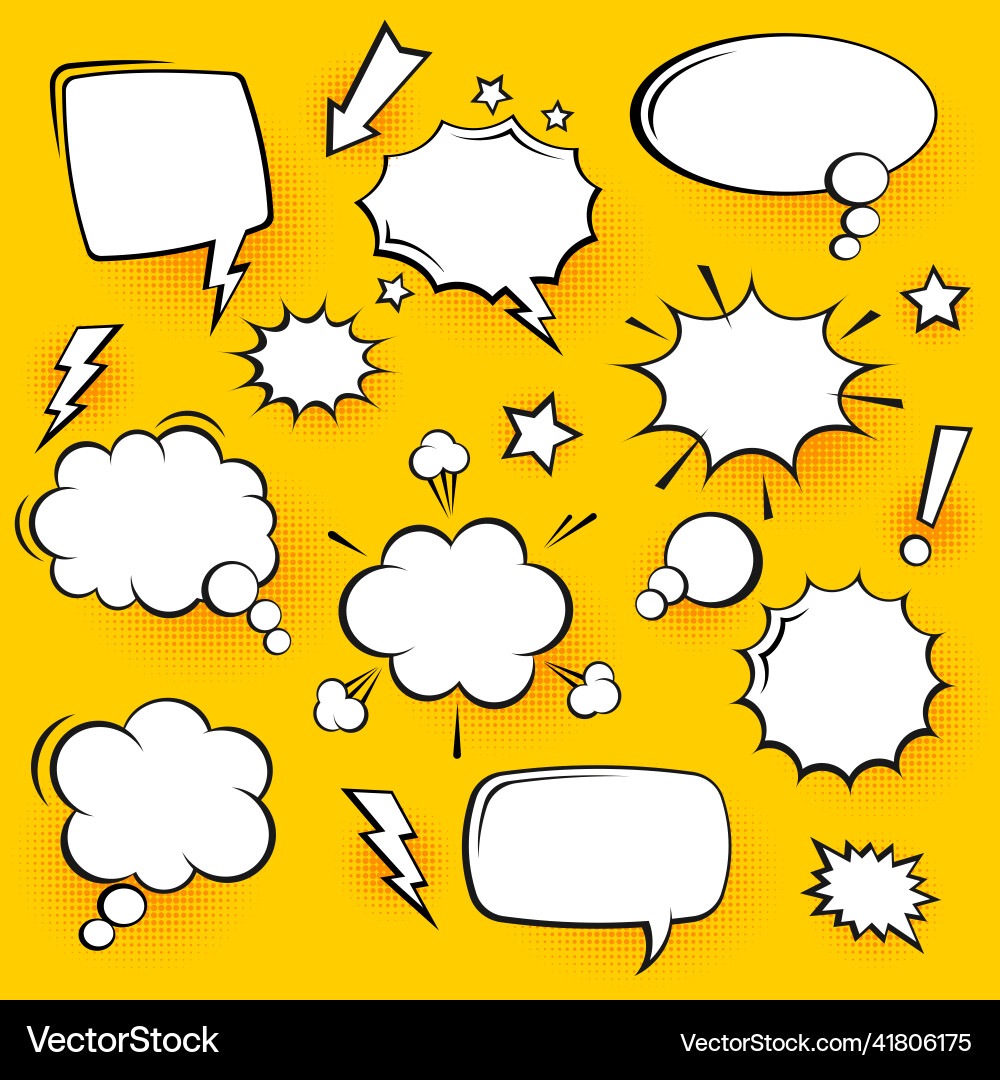 Blank comic speech bubbles with halftone shadows Vector Image