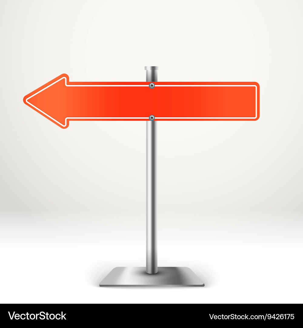 Blank metal red arrow board template for a text Vector Image