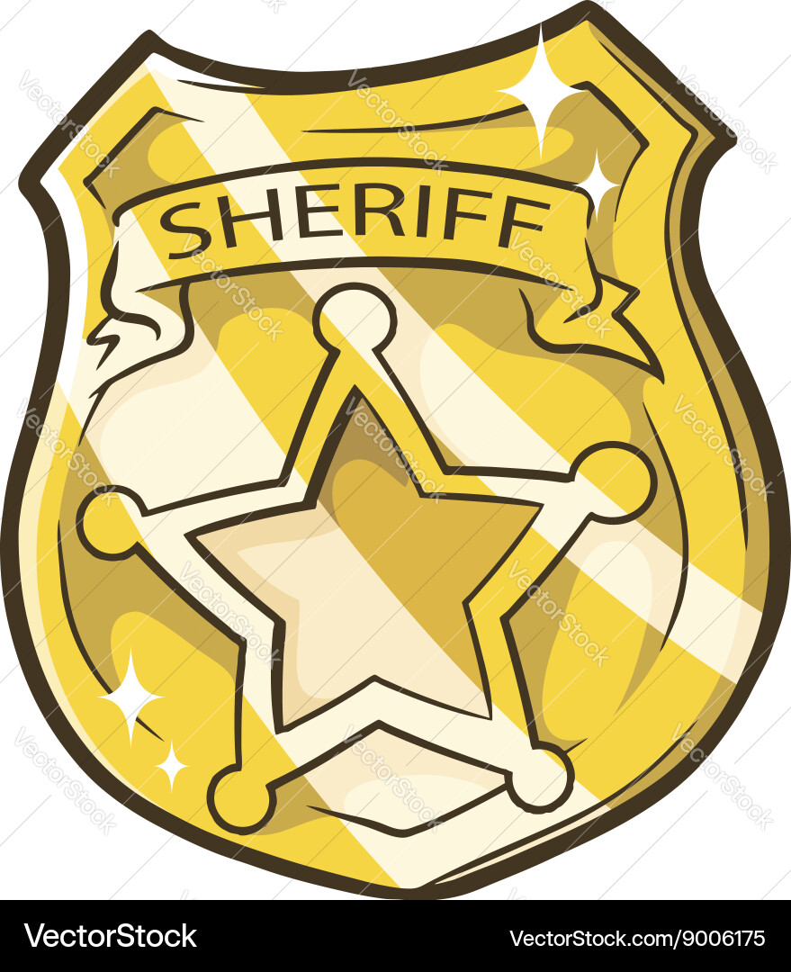 Cartoon golden sheriffs badge Royalty Free Vector Image