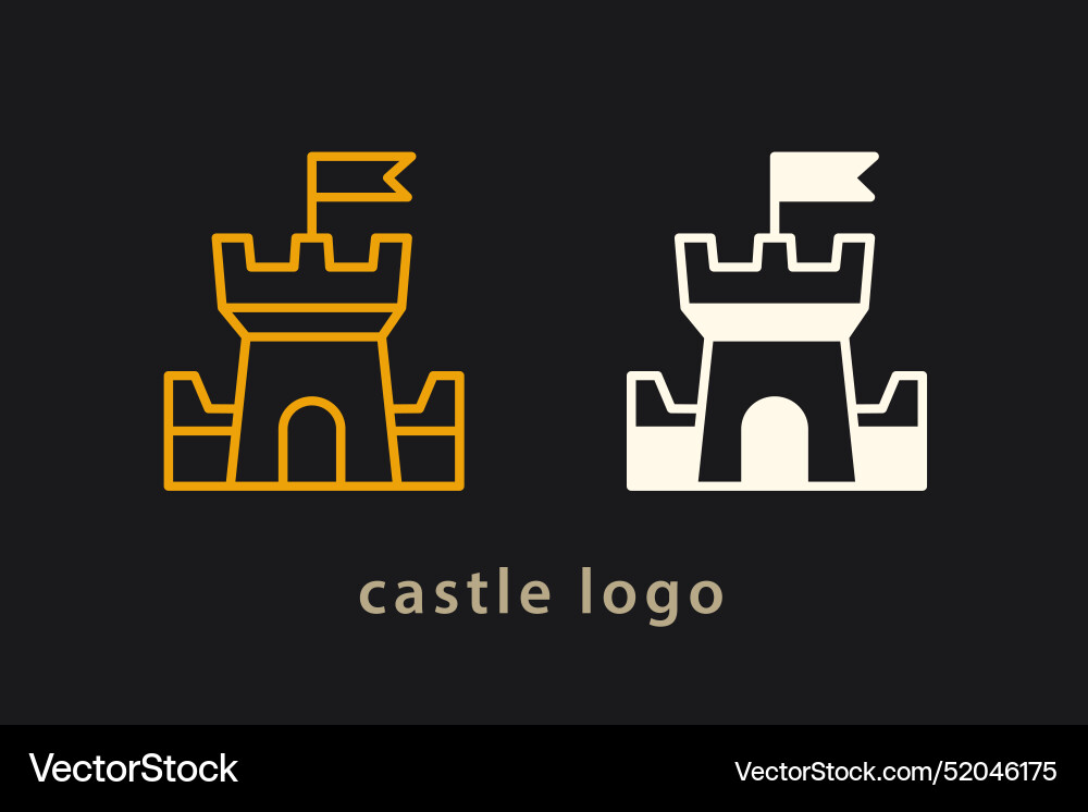 Castle fortress logo tower icon emblem set Vector Image
