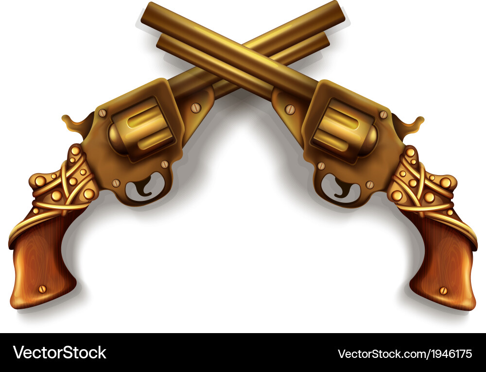 Crossed revolvers Royalty Free Vector Image - VectorStock