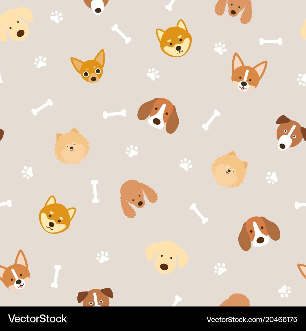 Dog Breed Seamless Pattern - Paw Prints Royalty Free Vector
