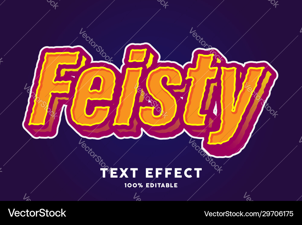 Feisty red yellow text effect Royalty Free Vector Image