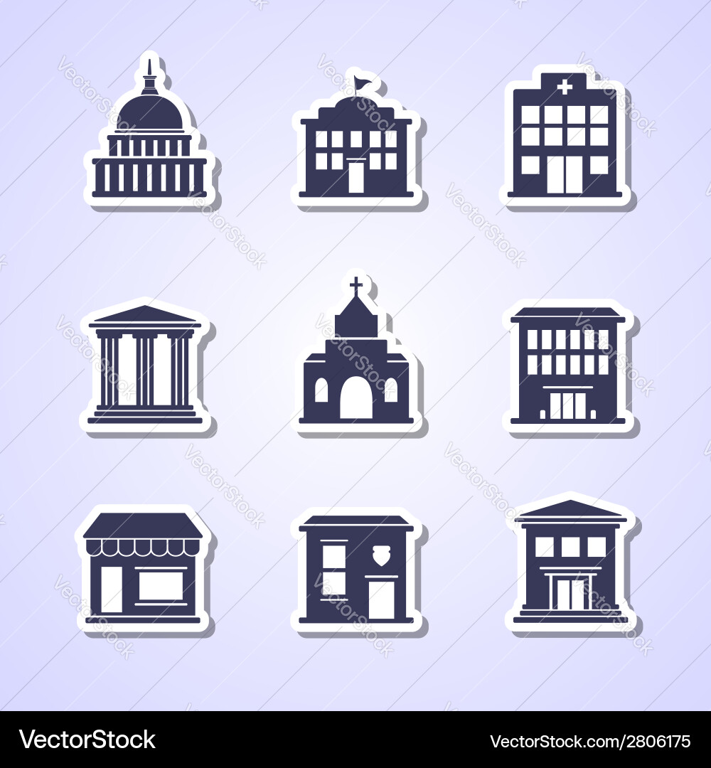 Government building paper cut icons Royalty Free Vector