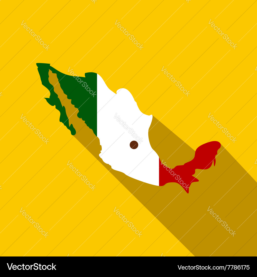 Map of mexico with the image national flag Vector Image