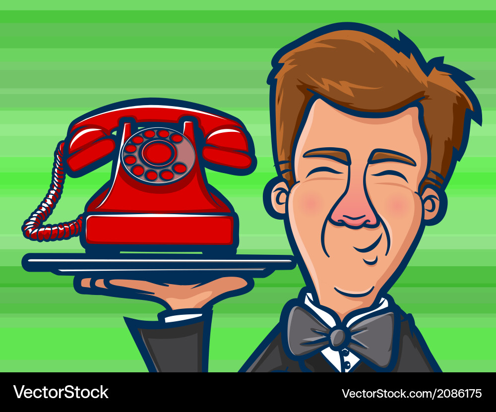 Phone butler cartoon Royalty Free Vector Image