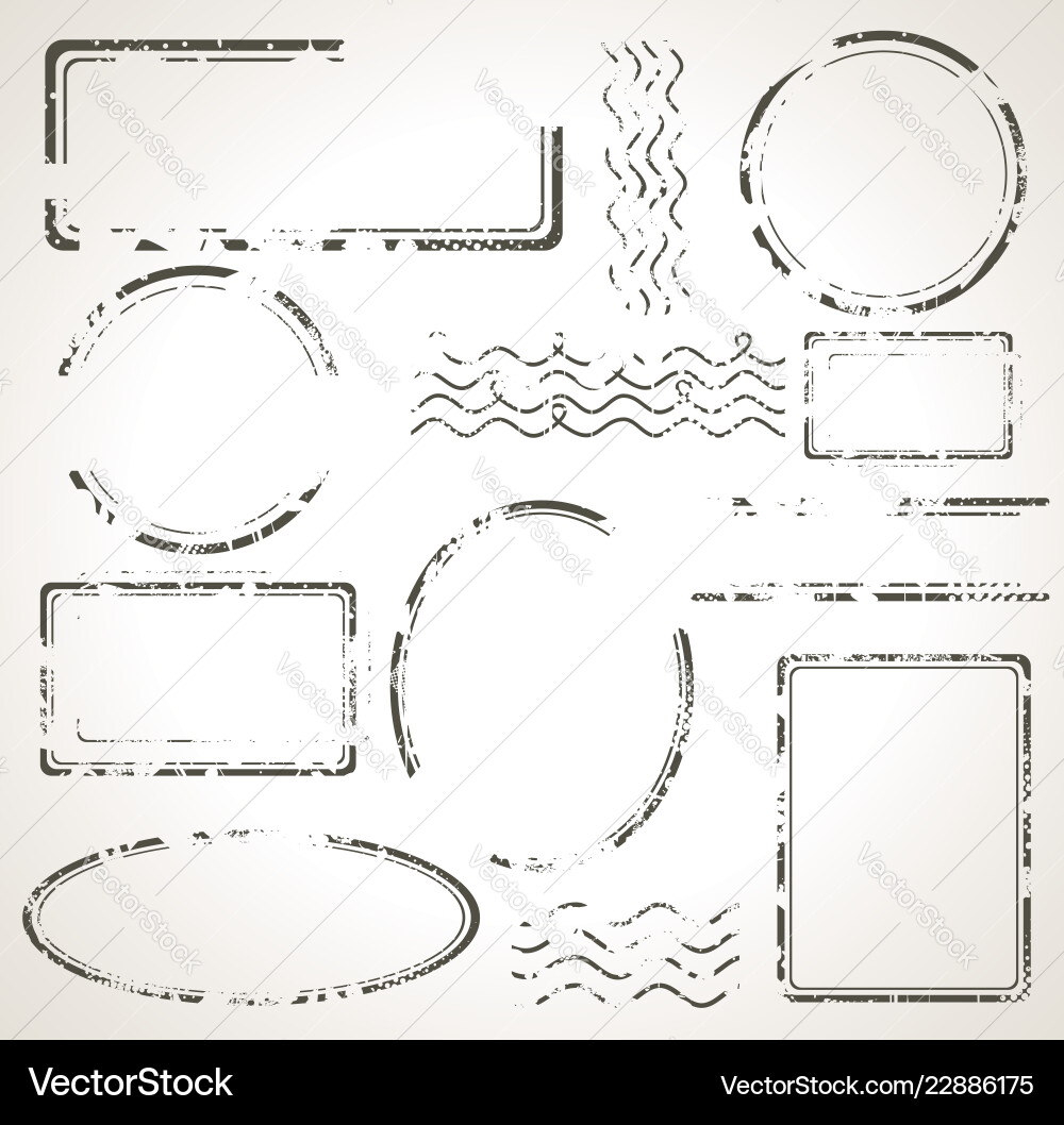 Set of postal stamps and postmarks isolated Vector Image