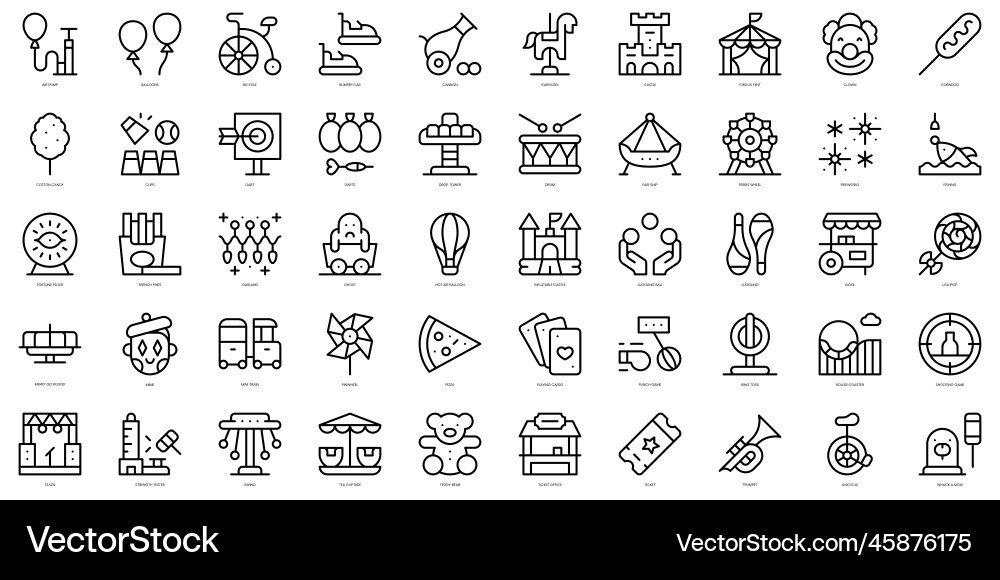 Set of thin line fair icons Royalty Free Vector Image