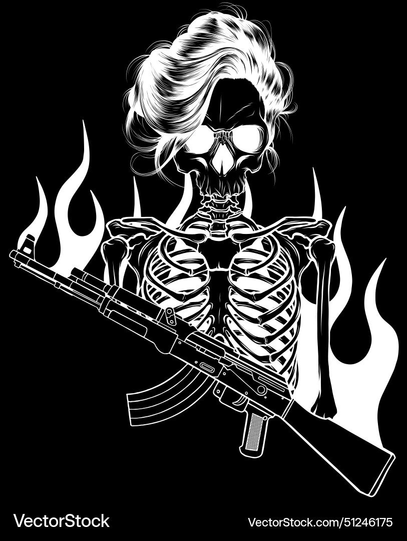 Skeleton with Assault Rifle Royalty Free Vector Image