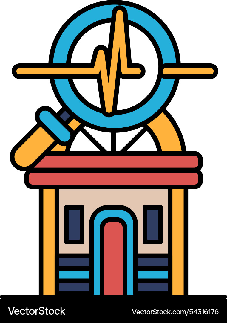 A building with red door and blue window Vector Image