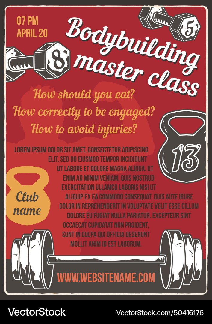 Bodybuilding master class Royalty Free Vector Image