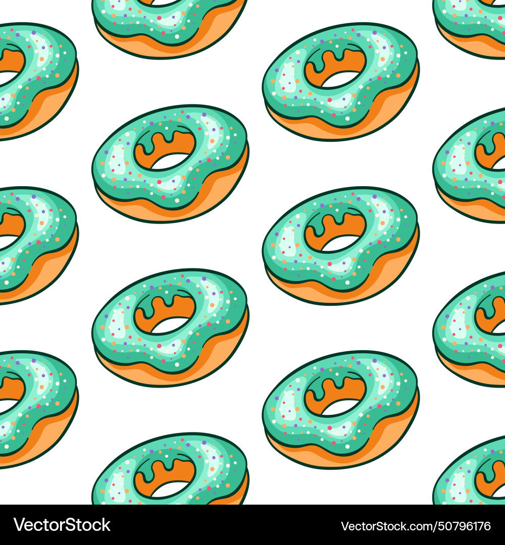 Donut seamless pattern with turquoise frosting Vector Image