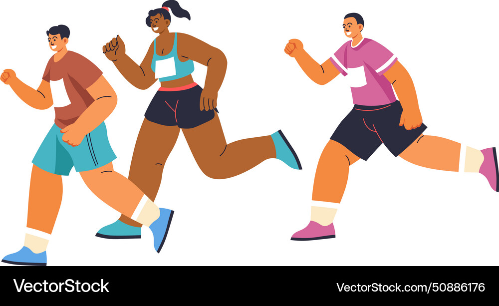 Dynamic marathon runners racing Royalty Free Vector Image