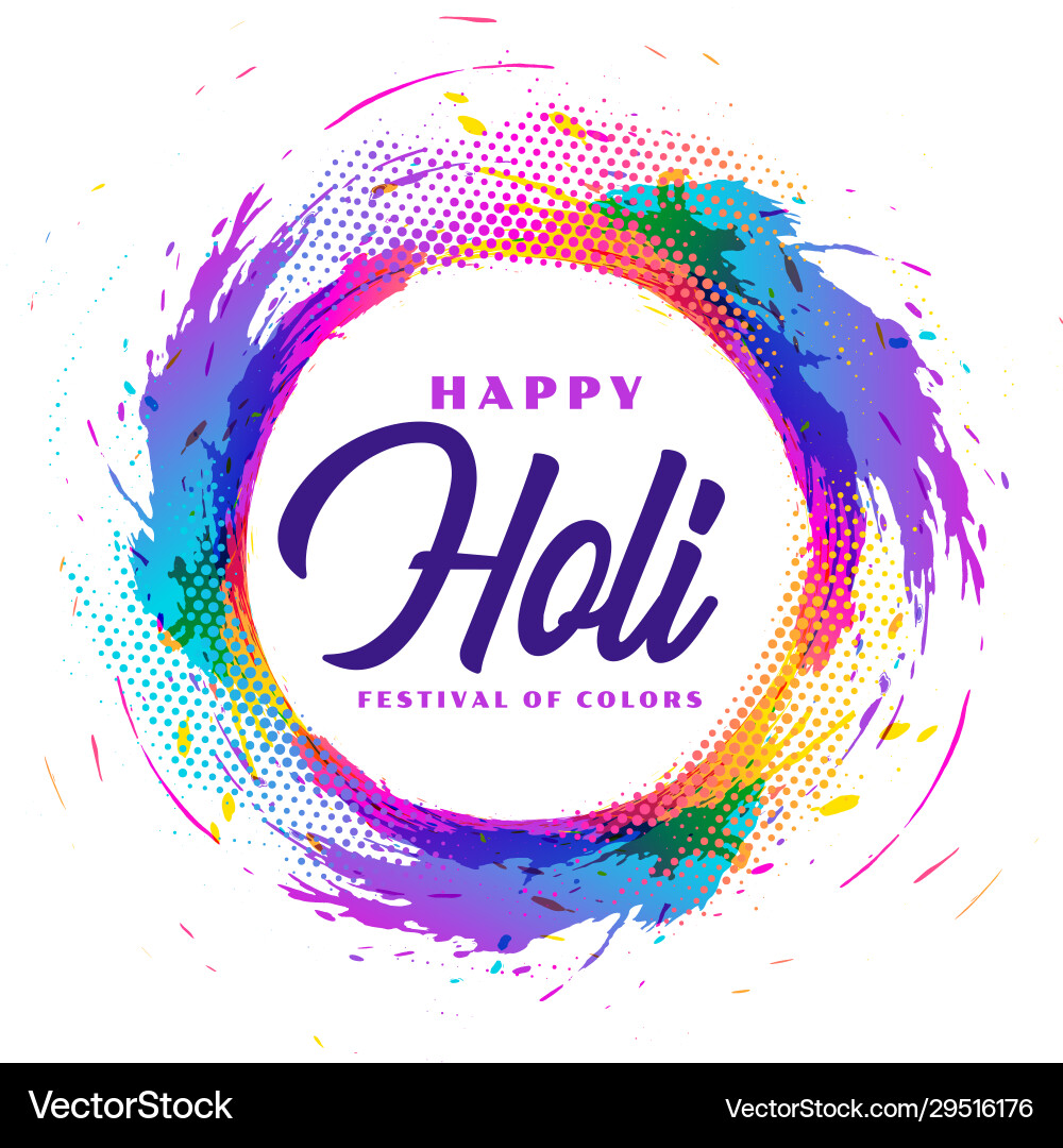 Happy holi colorful abstract frame background Vector Image
