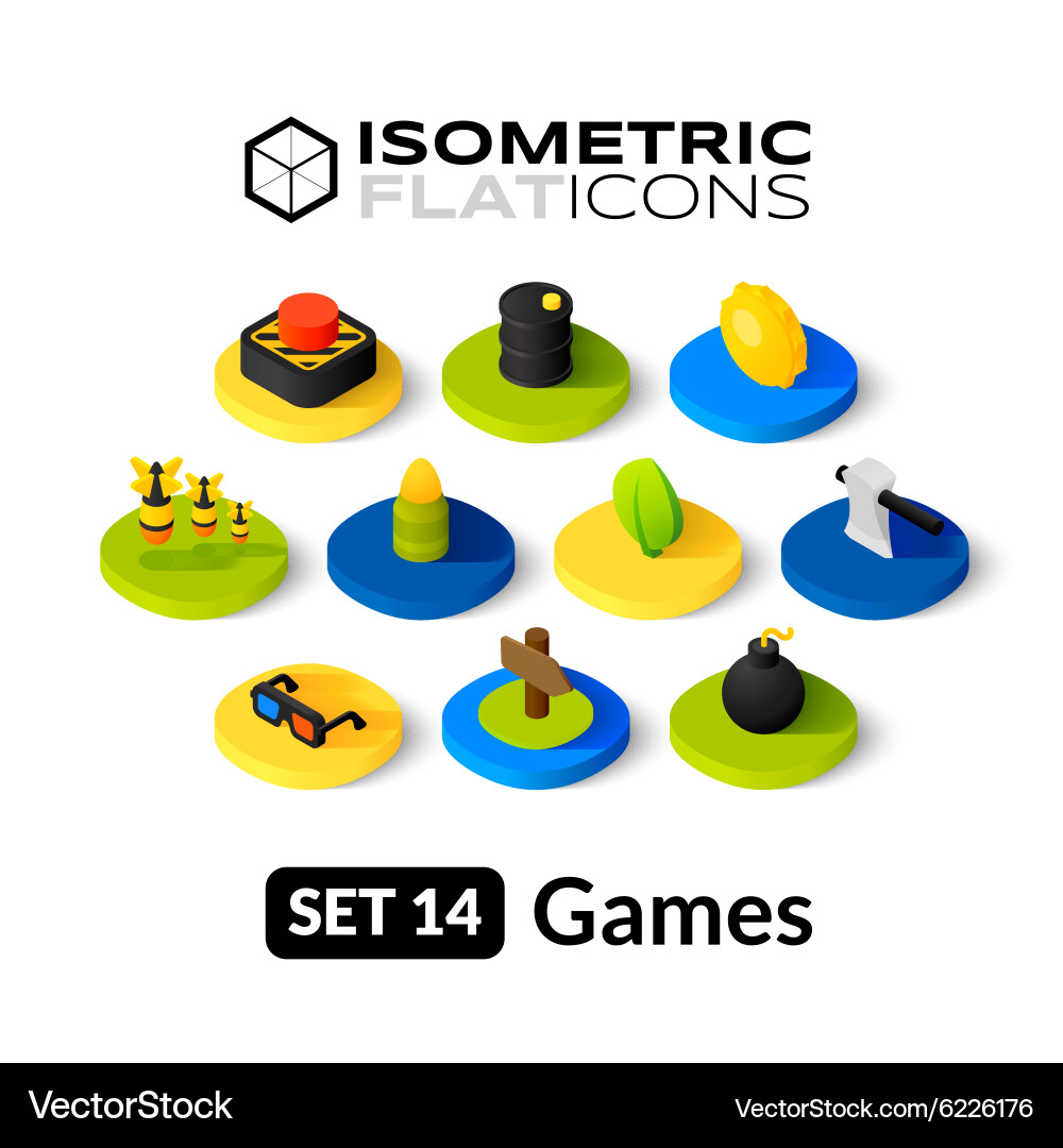 Isometric flat icons set 14 Royalty Free Vector Image