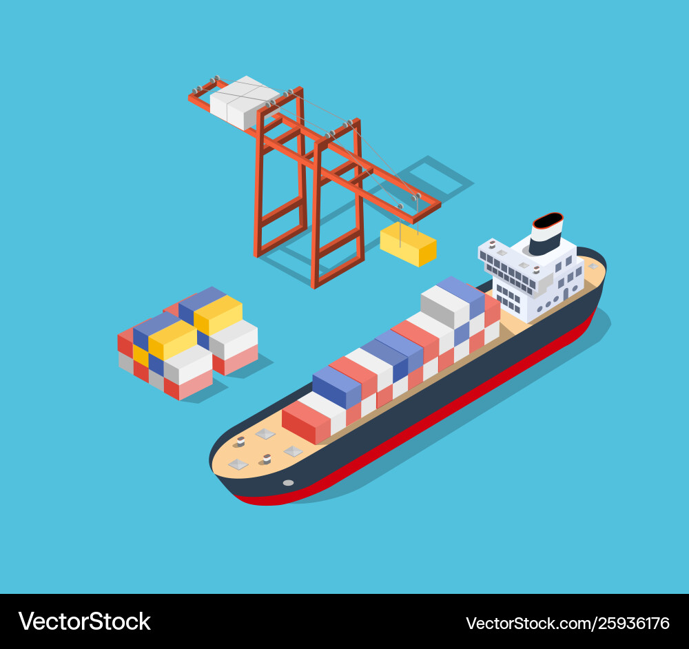 Isometric ship cargo Royalty Free Vector Image