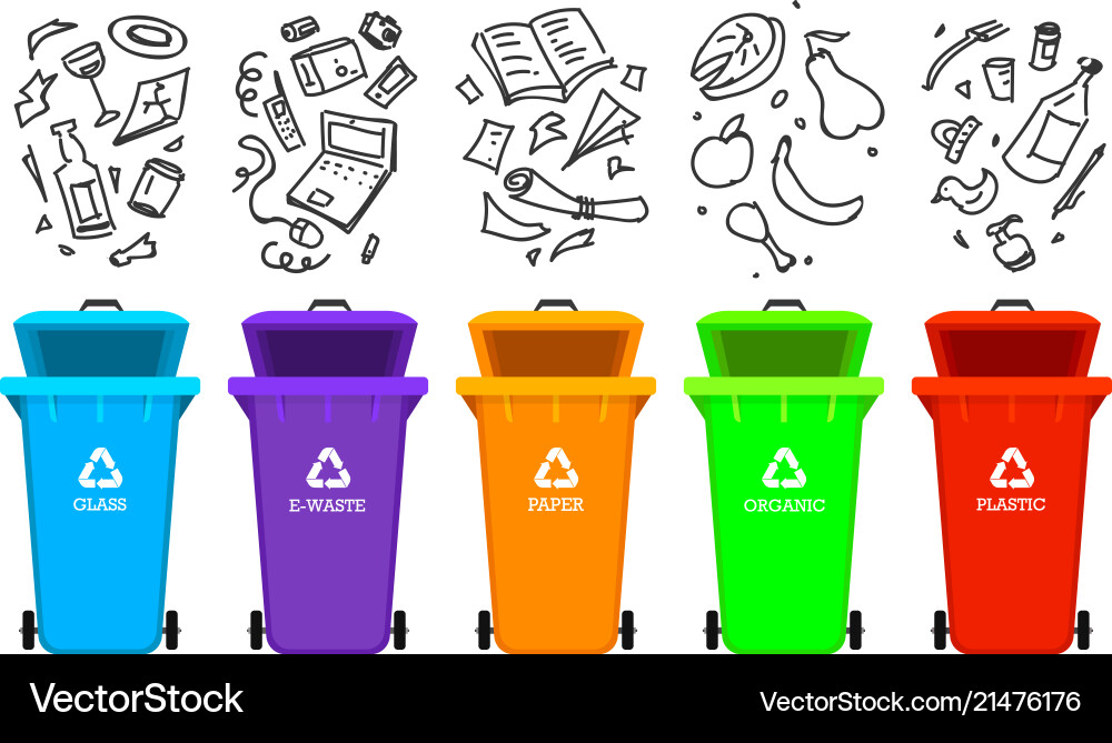 Recycling garbage elements bag or containers Vector Image