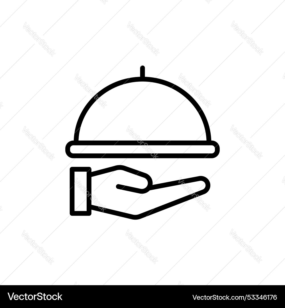Restaurant tray line icon isolated on white Vector Image