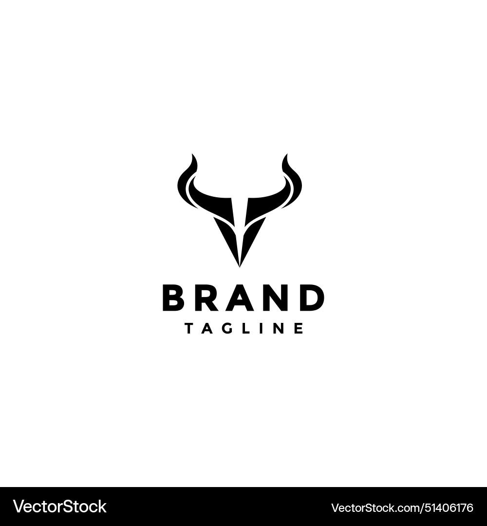 Simple bold bull horn logo design Royalty Free Vector Image