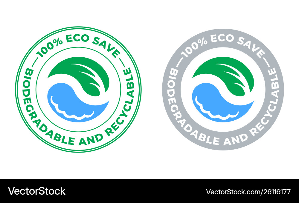 Biodegradable and recyclable icon eco save bio Vector Image